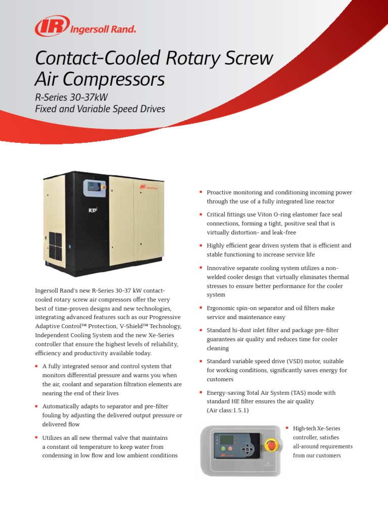 R Series 30 37 KW Contact Cooled Rotary Screw Air Compressors Screen en | Download Free PDF ...