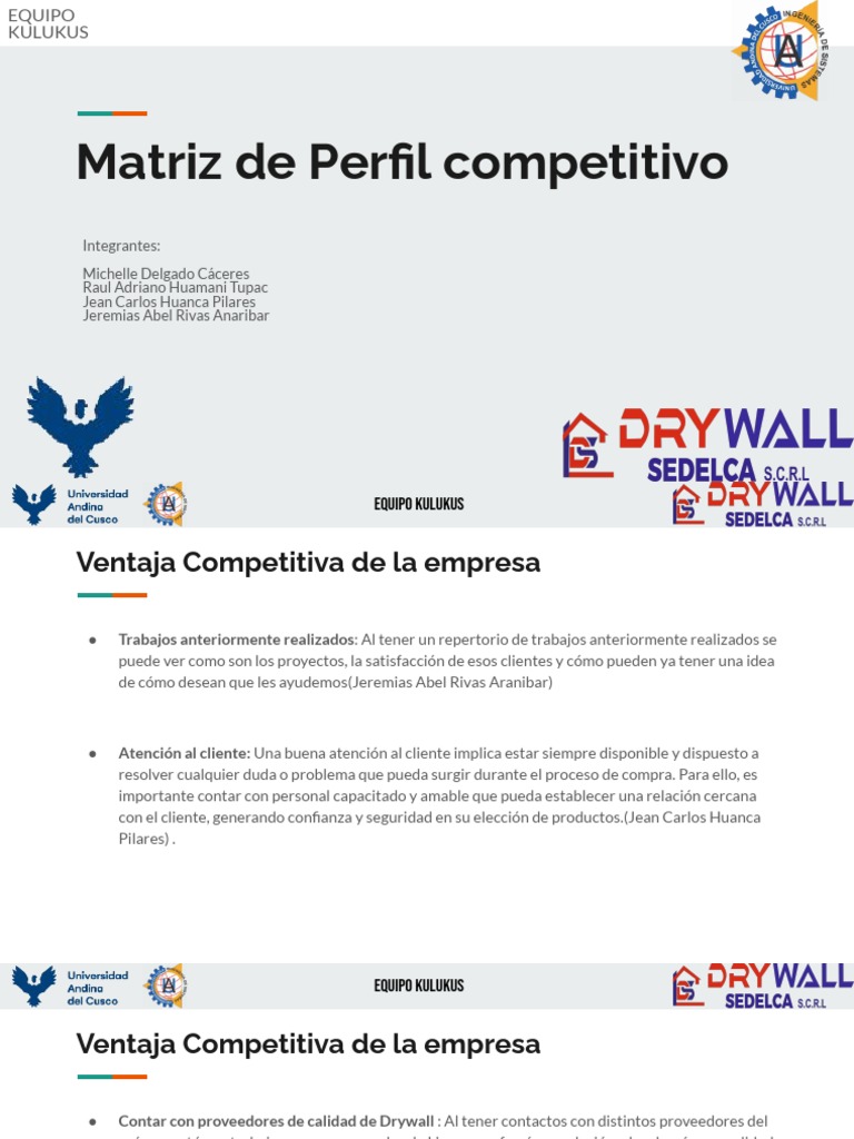 Matriz de Perfil Competitivo - Kulukus | PDF | Servicio al Cliente