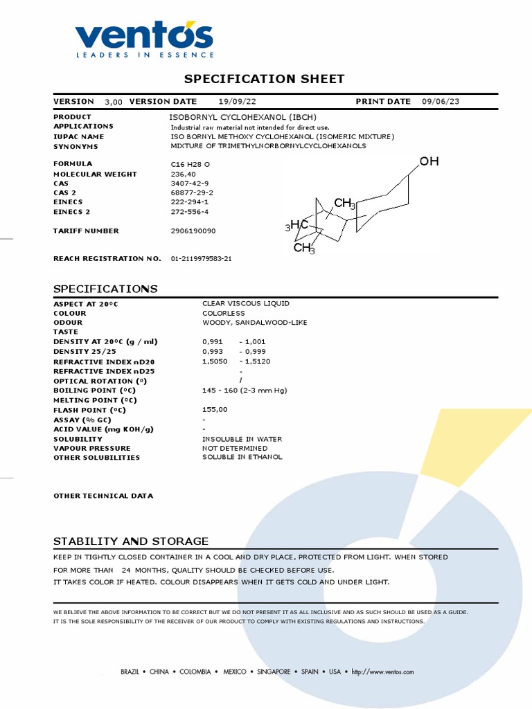 SPECS ISOBORNYL CYCLOHEXANOL (IBCH) | PDF