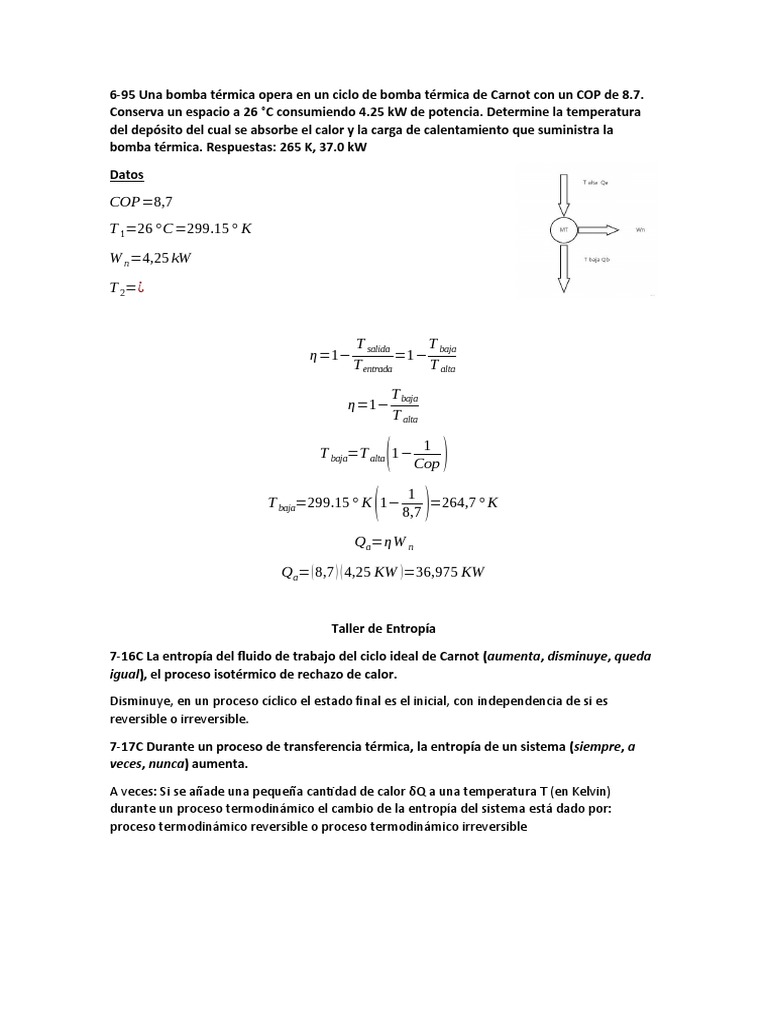 Taller_Ciclo de carnol y entropia | PDF