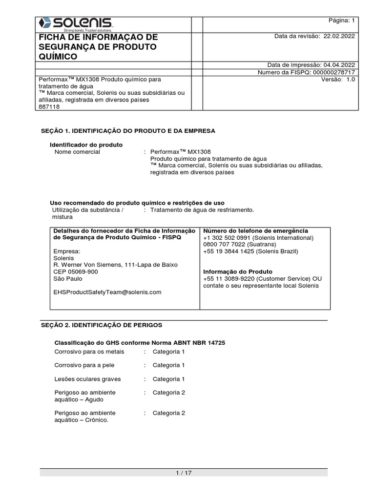 Performax Mx1308 Pail 20l | PDF | Química | Óxido