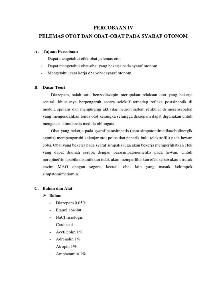 Laporan Praktikum Farmakologi Relaksan | PDF | Pengembangan Diri ...