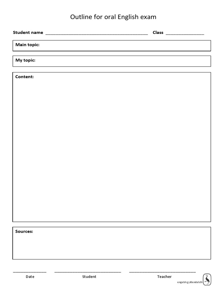 Oral English Exam Outline Template | PDF