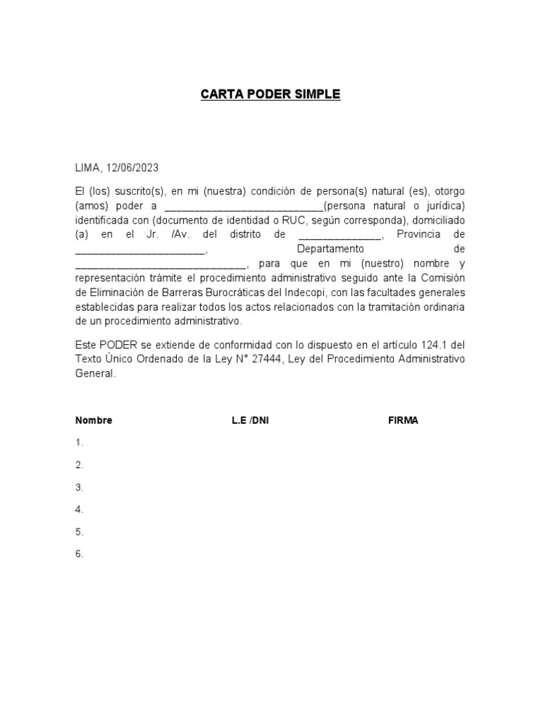 Carta Poder Simple | PDF
