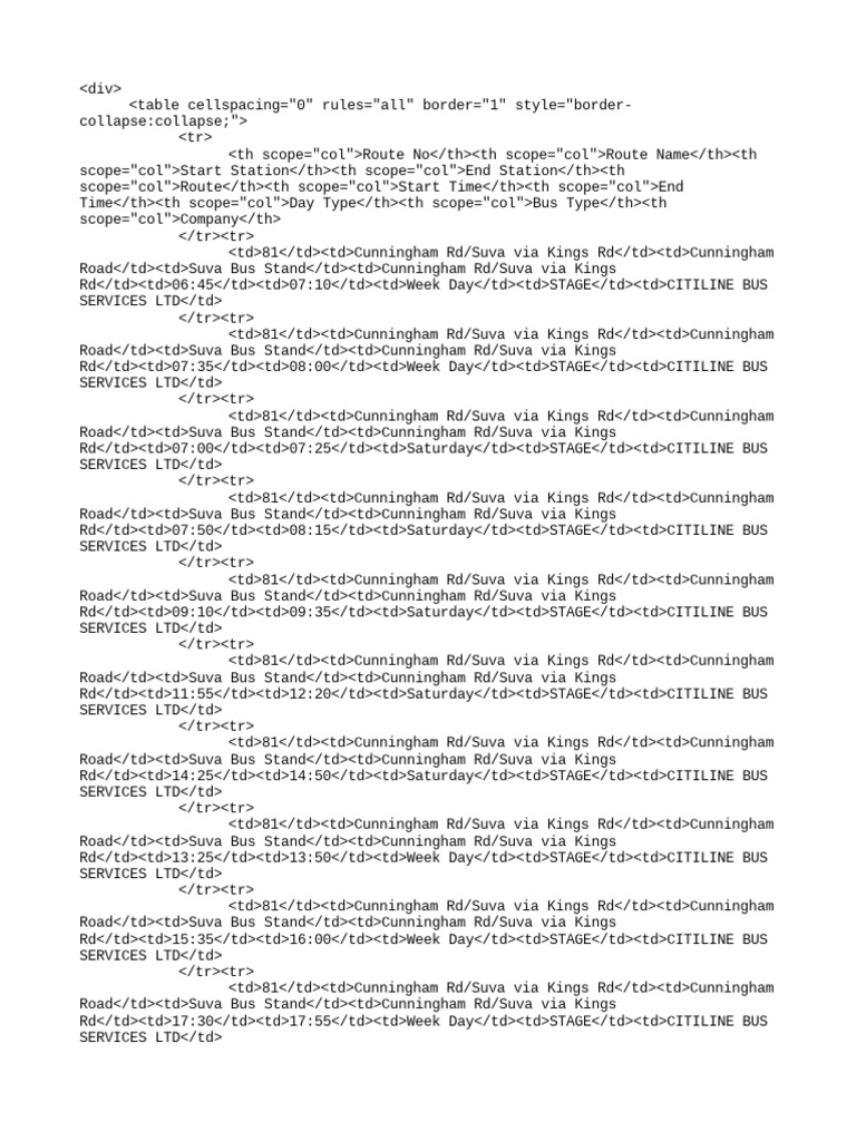 Bus Timetable | PDF | Bus | Land Vehicles