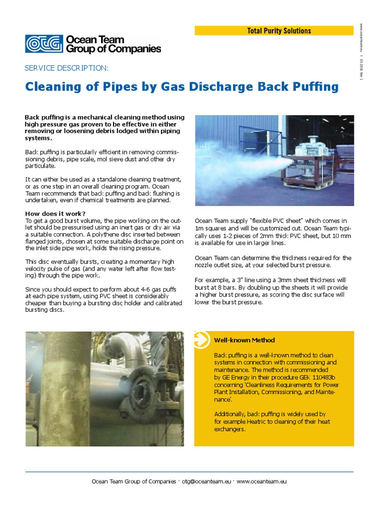 Cleaning of Pipes by Gas Discharge Back Puffing | PDF | Pipe (Fluid Conveyance) | Gases
