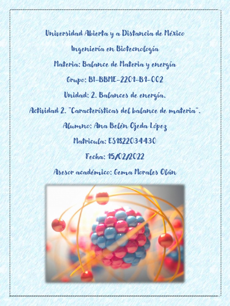 BBME U2 Act2 | PDF | Importar | Química