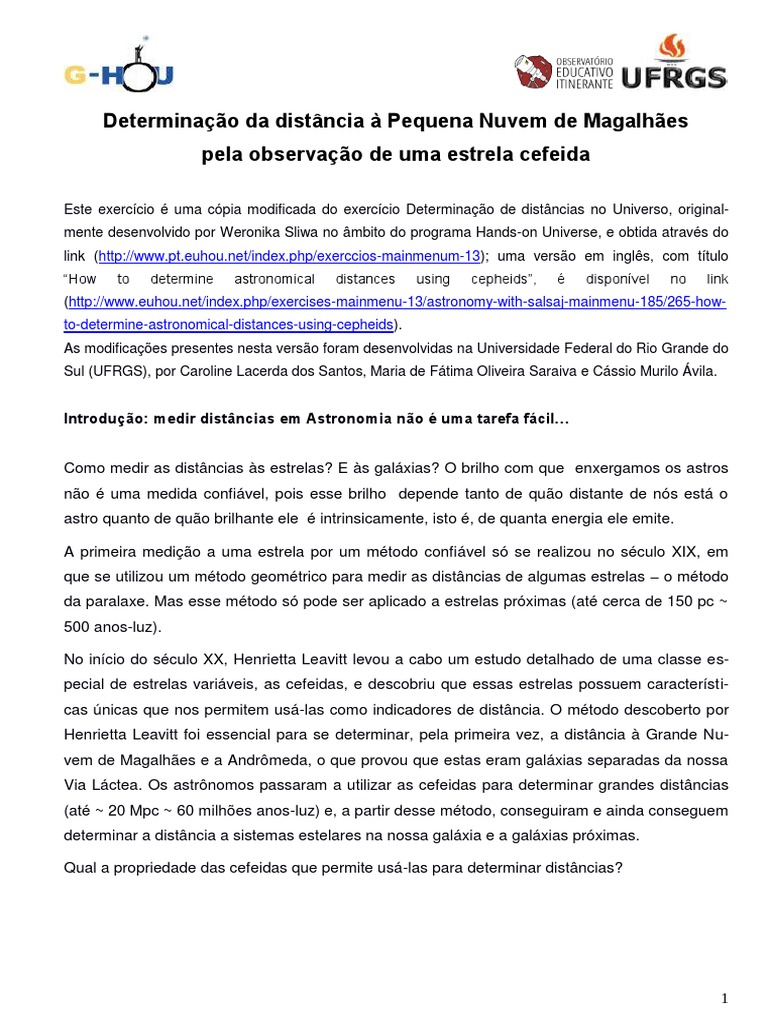 Medindo Distâncias com Cefeidas | PDF | Magnitude aparente | Estrelas