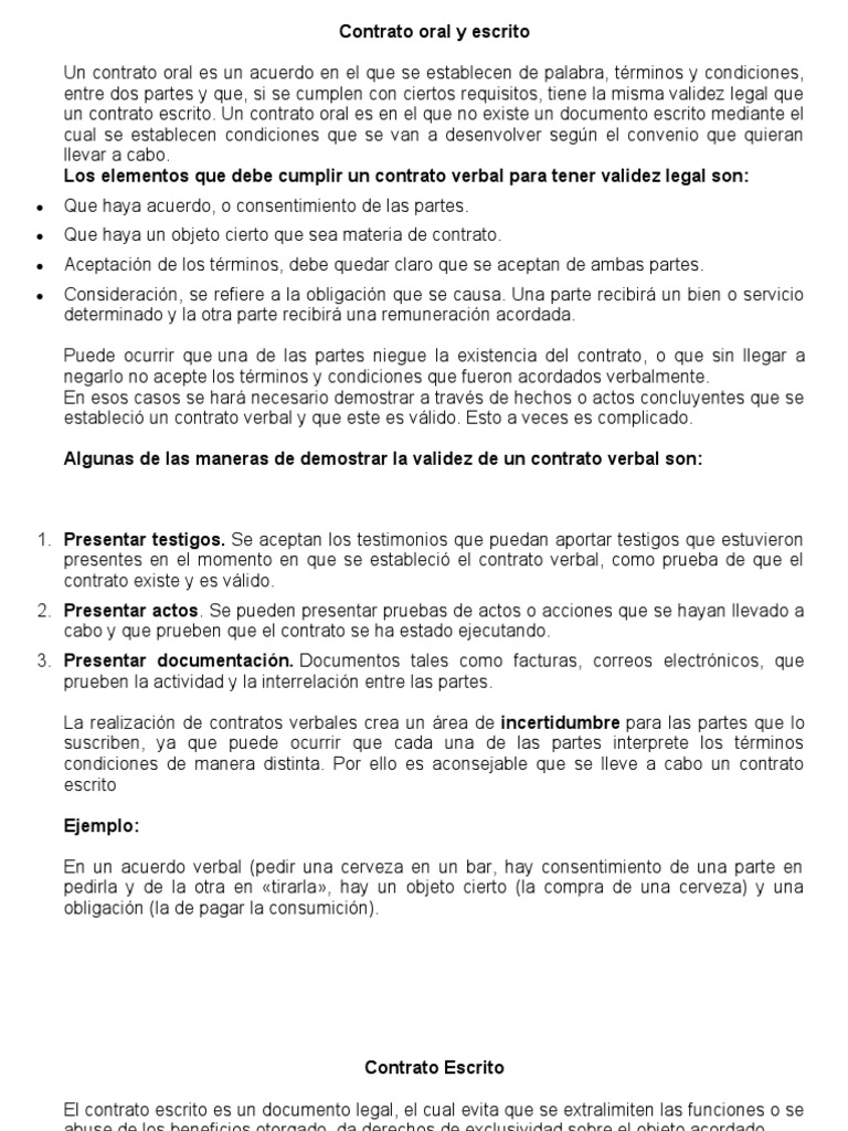 Contrato Oral y Escrito | PDF | Justicia | Crimen y violencia