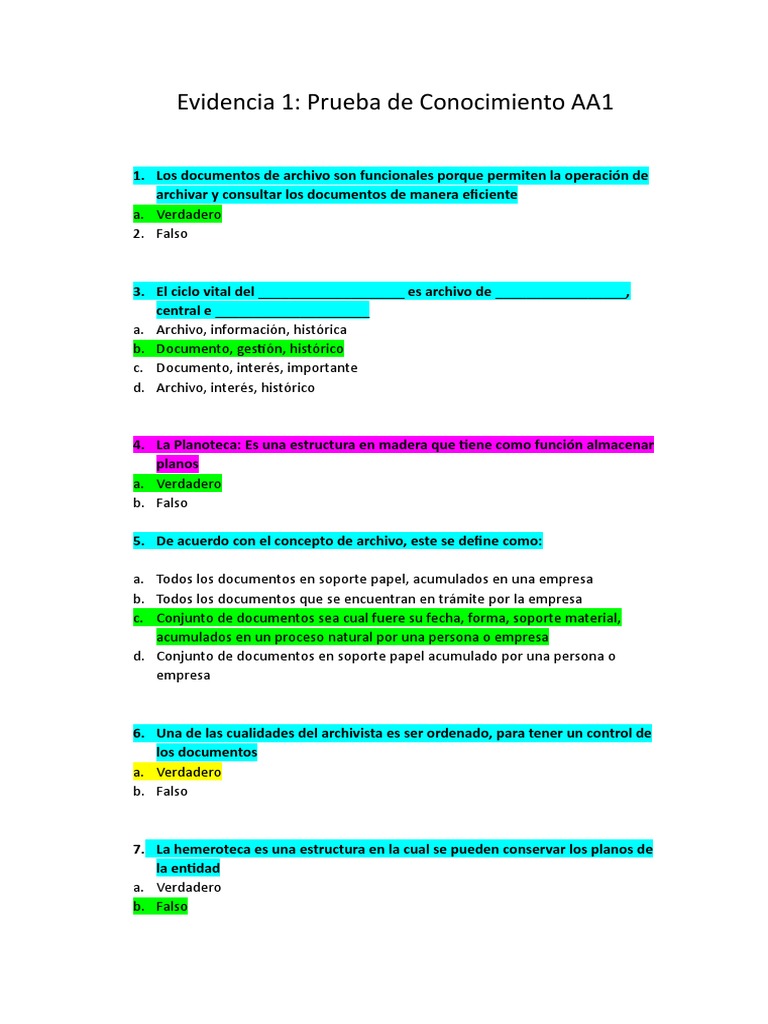 Evidencia 1 - Prueba de Conocimiento AA1 | PDF