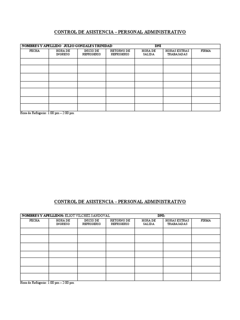 Control de Asistencia | PDF
