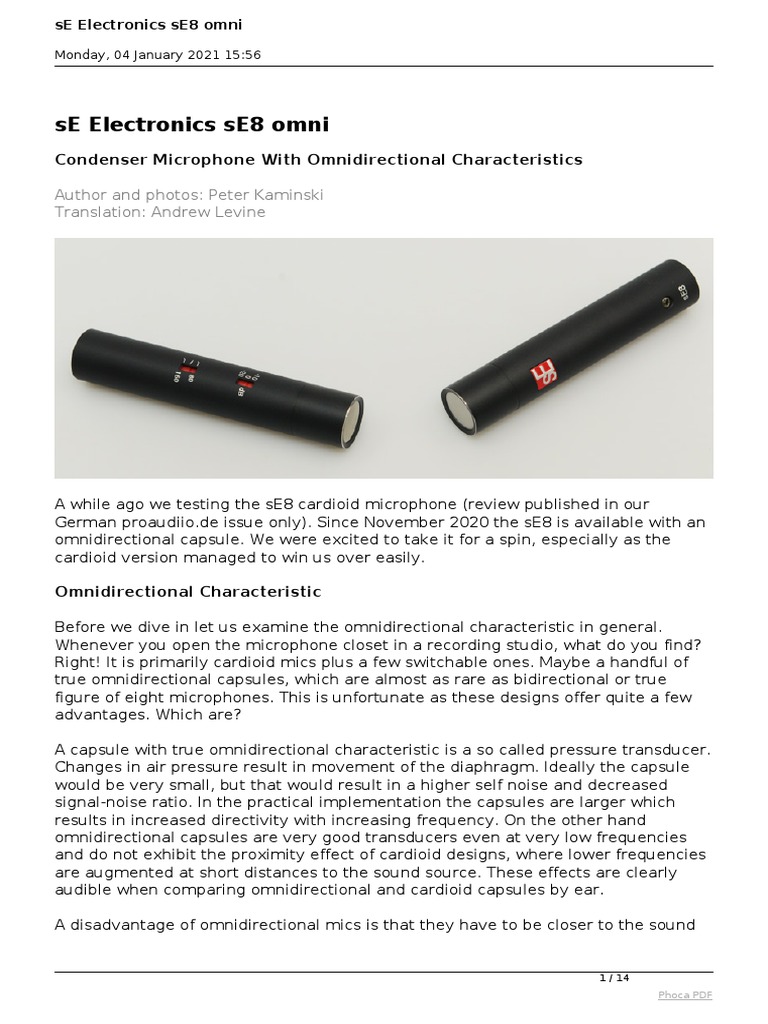 sE Electronics sE8 Omnidirectional Review | PDF | Home & Garden ...