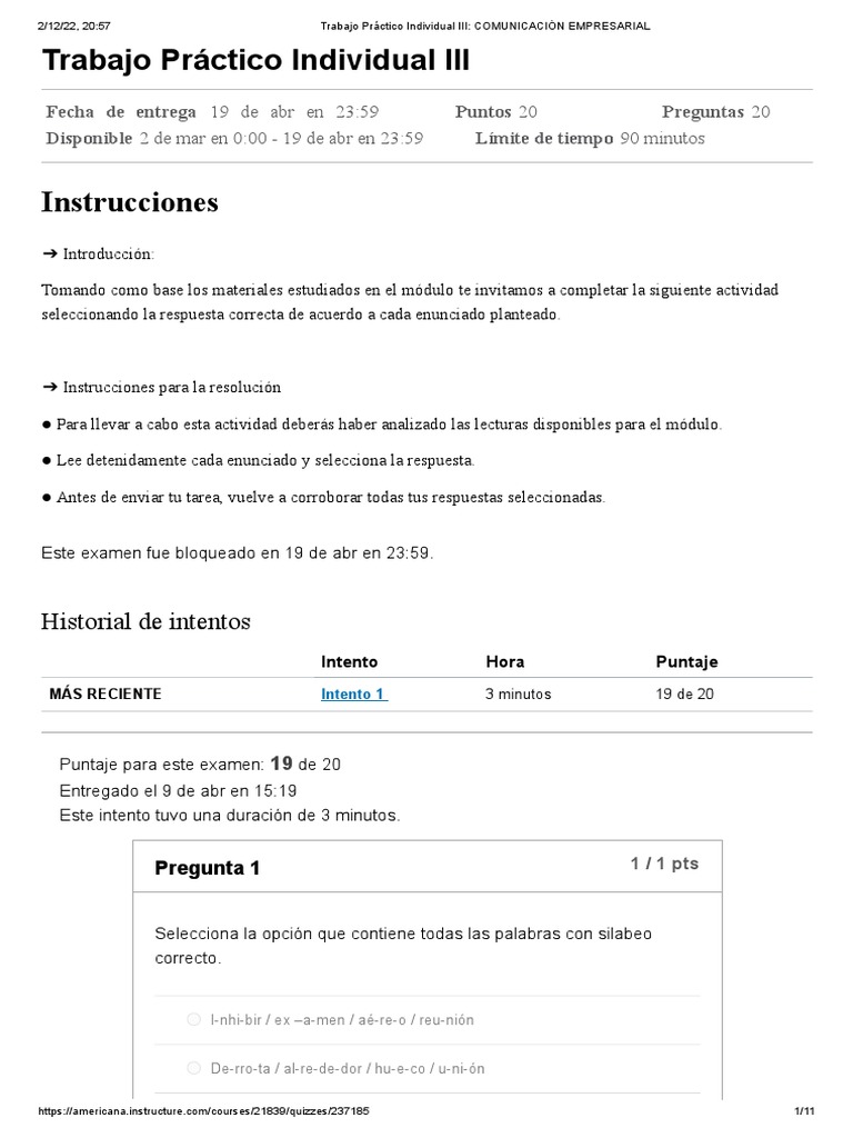 Trabajo PR Ctico Individual III COMUNICACI N EMPRESARIAL PDF | PDF | Oración (Lingüística ...