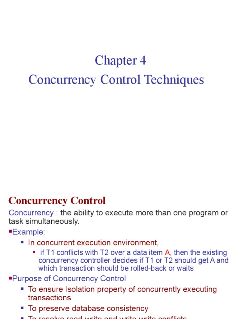 Ads Chapter 4 Concurrency Control Techniques Pdf Database Transaction Data Management