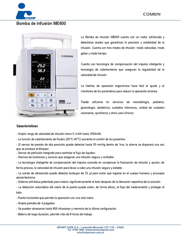 Bomba de Infusión Me600 | PDF
