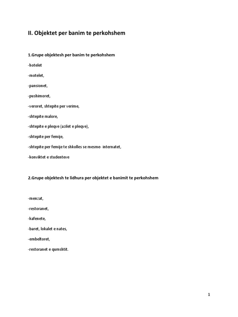 Objektet Per Banim Te Perkohshem | PDF