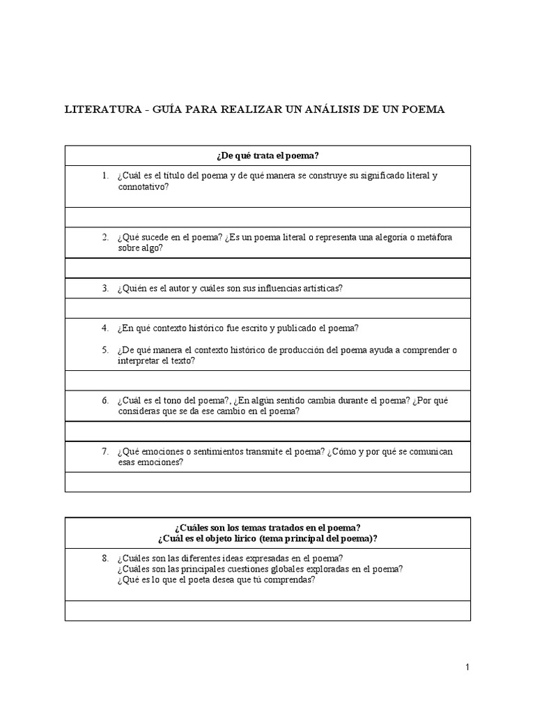 Análisis Completo de un Poema | PDF | Poesía | Metro (poesía)
