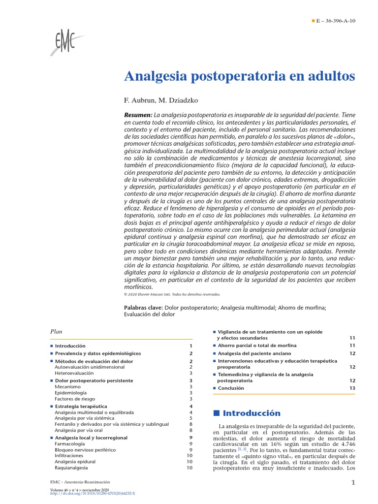 Morfina Dolor Postoperatorio Pdf Analgésico Droga Anti