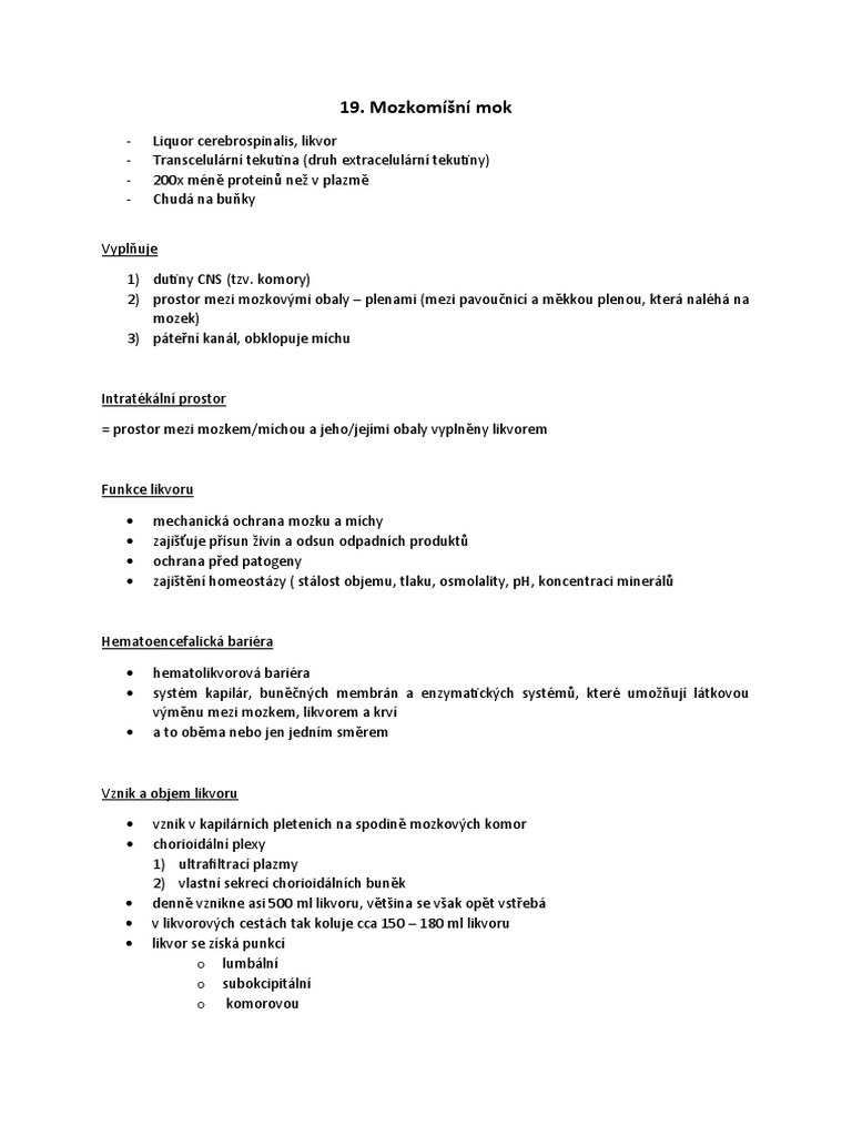 Mozkomíšní Mok | PDF