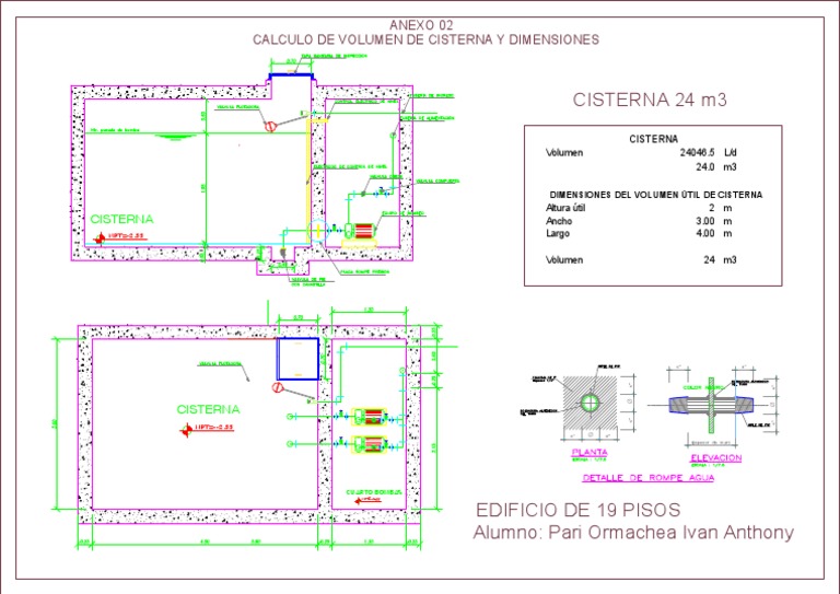 Dimensiones y Volumen de Cisterna 24 m³ | PDF