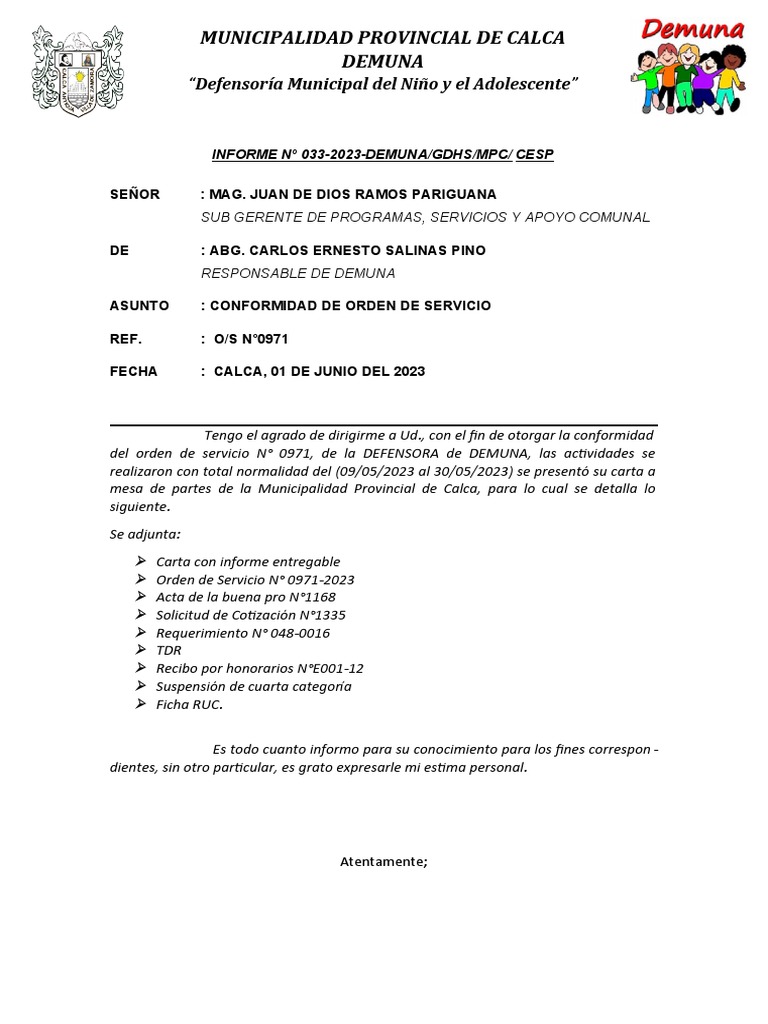 Informe de Conformidad | PDF