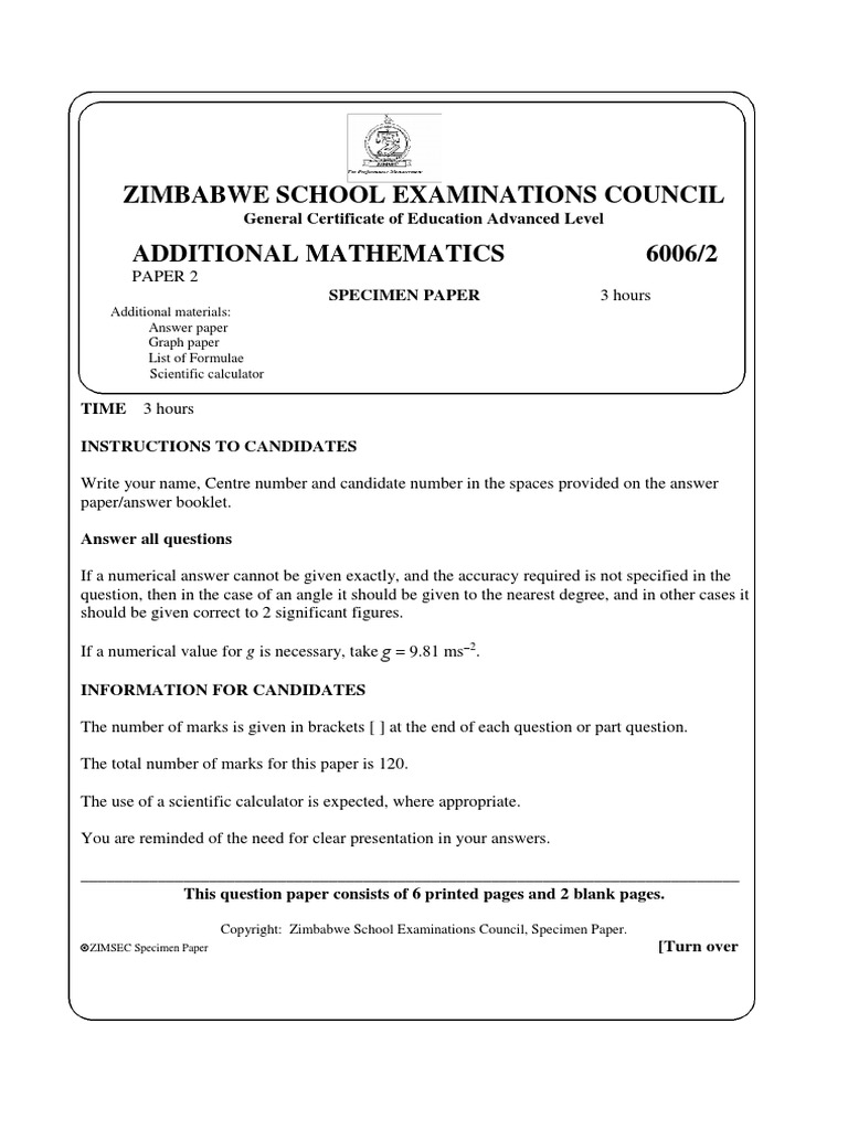A-Level Add-Maths 2018 Specimen Paper 2 | PDF | Standard Deviation ...