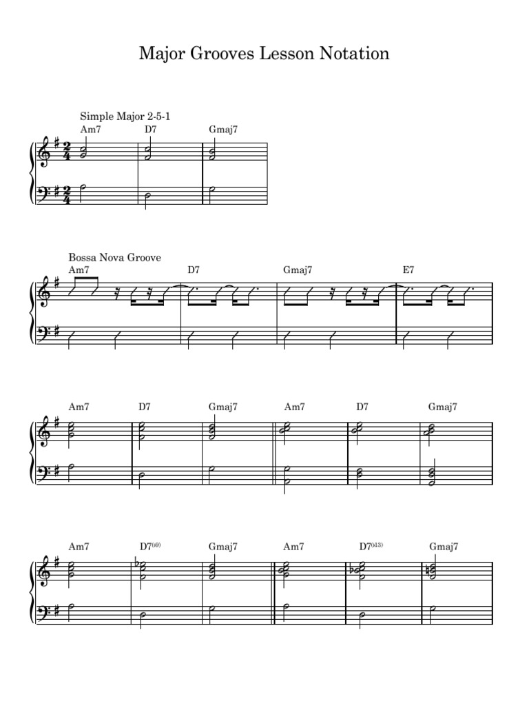 Major-Grooves-Lesson-Notation | PDF | Elements Of Music | Music Theory