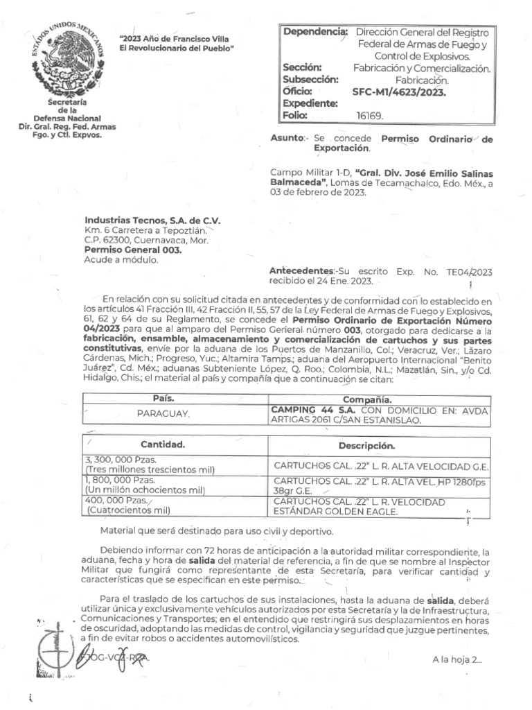 Licencia de Exportacion GOLDEN EAGLE 200722 | PDF