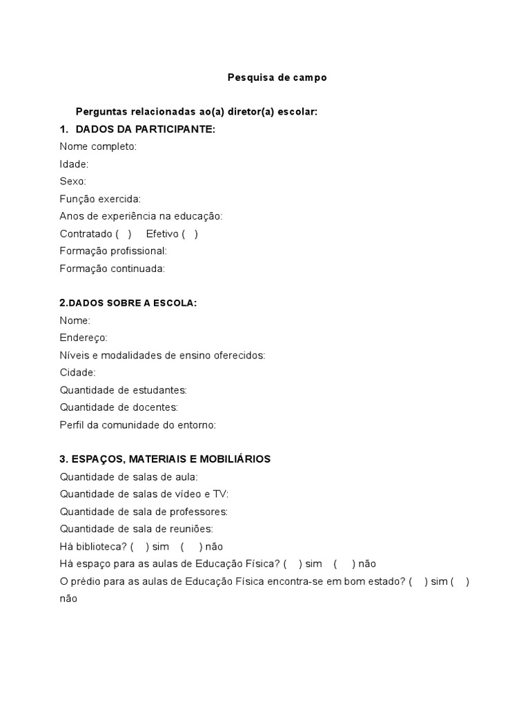 Pesquisa de Campo-Suzi | PDF | Psicologia | Sociologia Pesquisa de Campo-Suzi | PDF | Psicologia | Sociologia