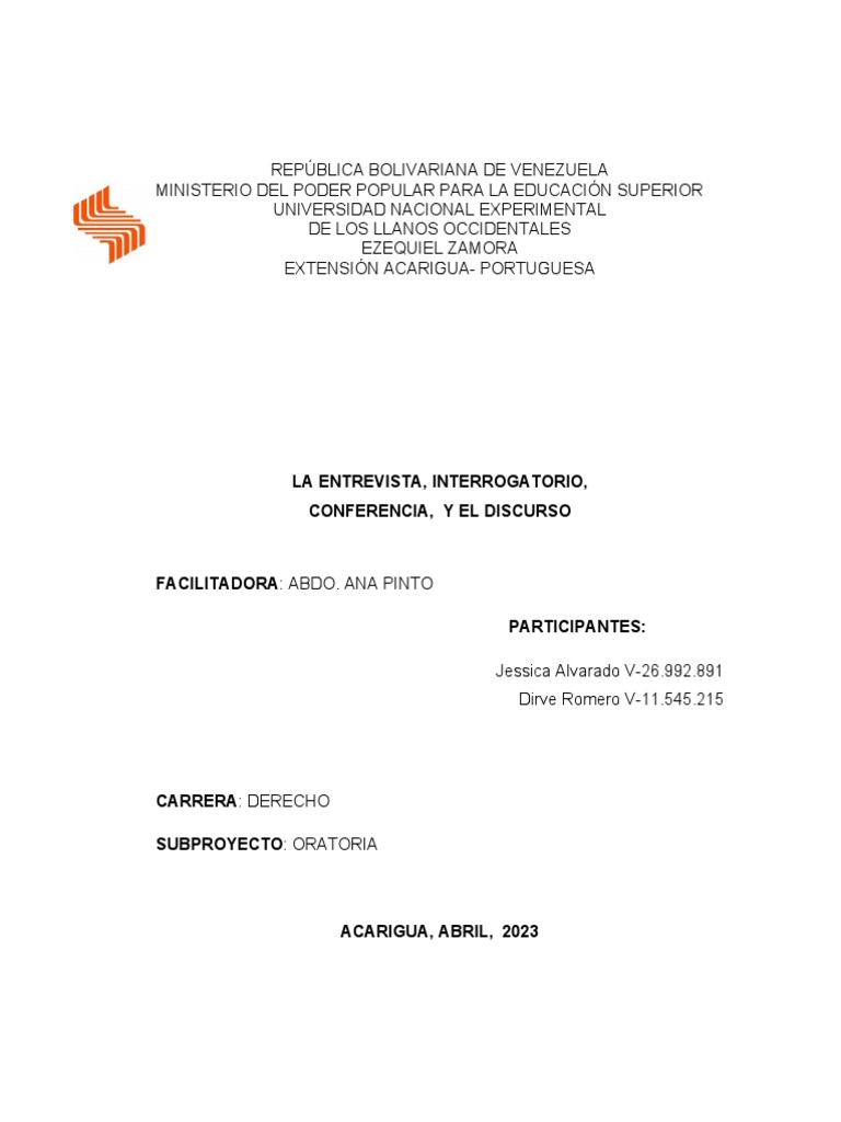 Trabajo de Oratoria Unidad 3 Jessica | Descargar gratis PDF | Hablar en ...