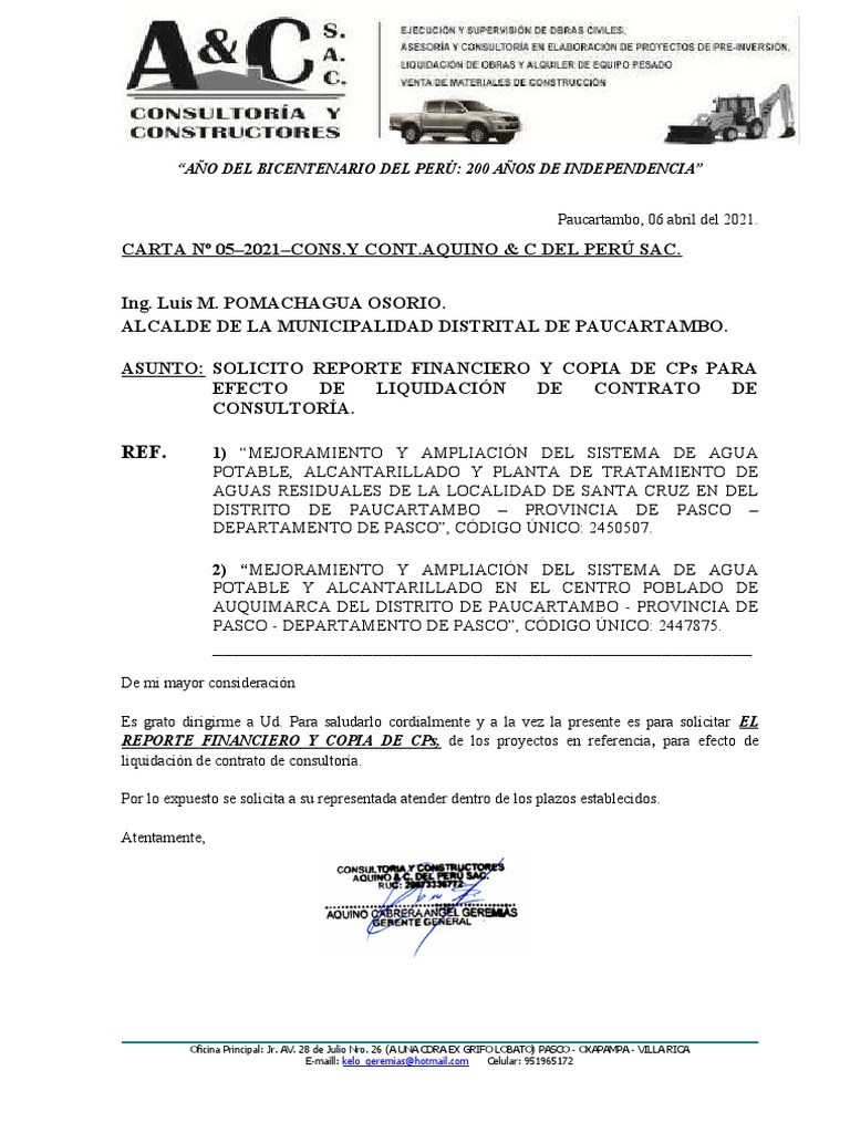 CPs SANTA CRUZ-AUQUIMARCA | PDF