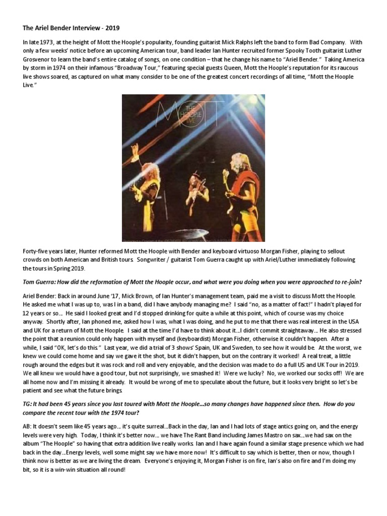 The Ariel Bender Interview - by Tom Guerra | PDF | English Musicians ...