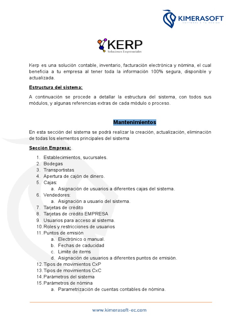 Caracteristicas Kerp | PDF | Contabilidad | Tarjeta de crédito