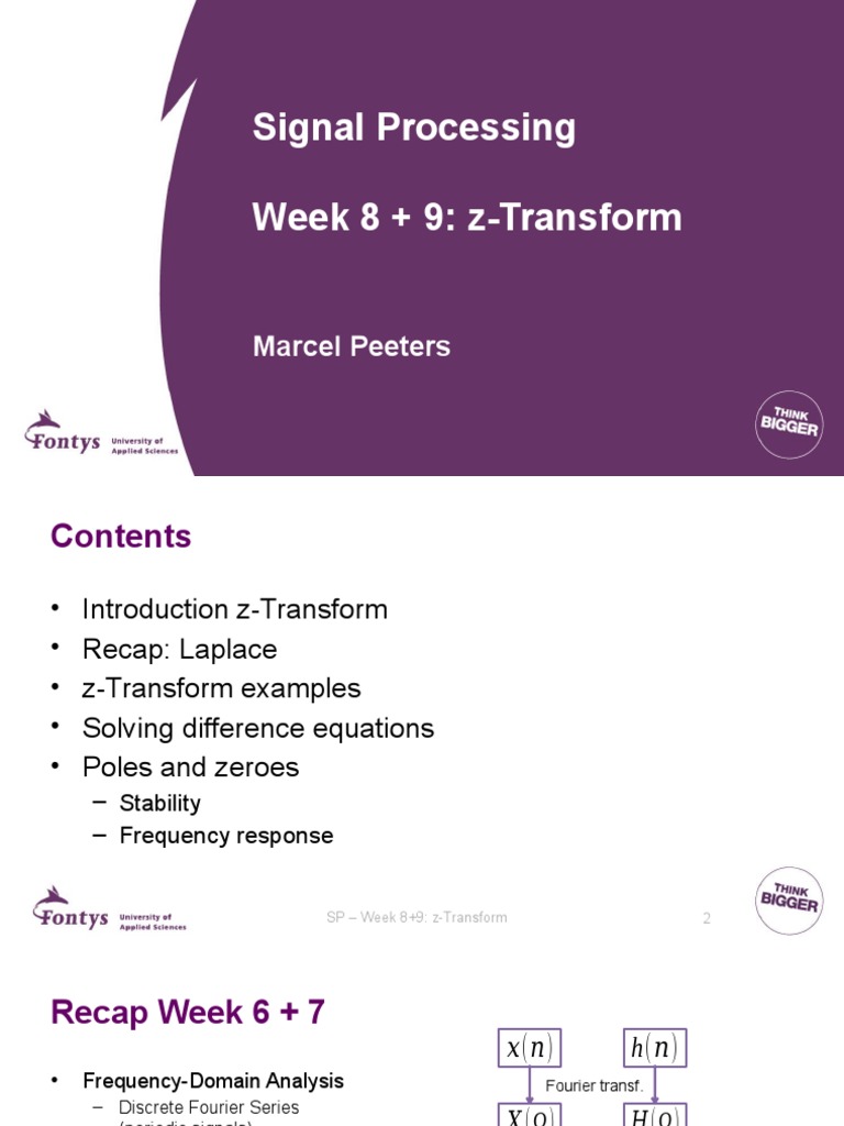 Week 8+9 - Z-Transform | PDF | Laplace Transform | Fourier Transform
