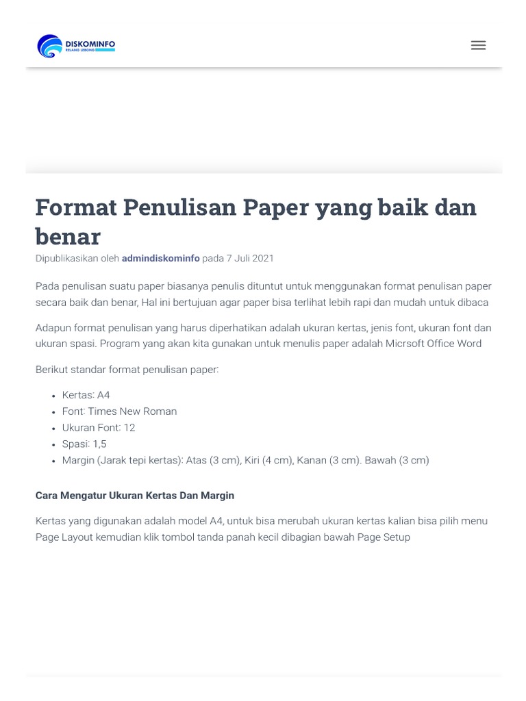 Format Penulisan Paper yang Benar | PDF | Bisnis | Komputer