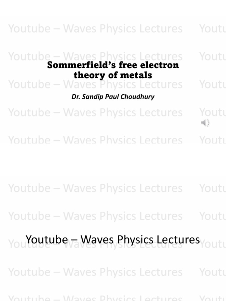 Unit IV - Sommerfeld Theory and KP Model | PDF