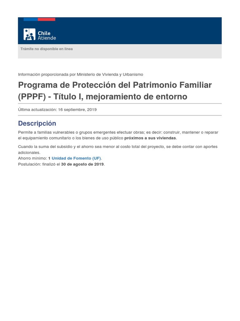Programa de Protección Del Patrimonio Familiar (PPPF) - Título I ...