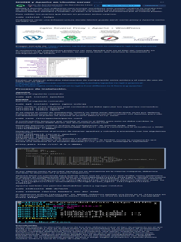 23 NGINX y Apache en Ubuntu Server | PDF