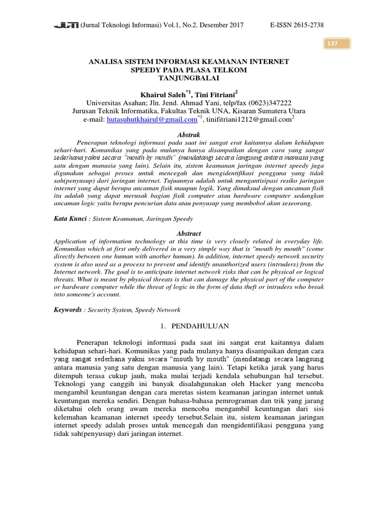 Analisa Sistem Informasi Keamanan Intern E6cacb86 | PDF