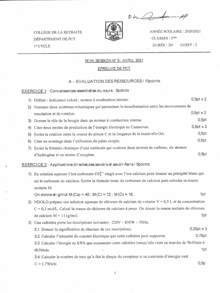 Coll La Retraite Mini Sess5 3e PCT 2021-2 | PDF