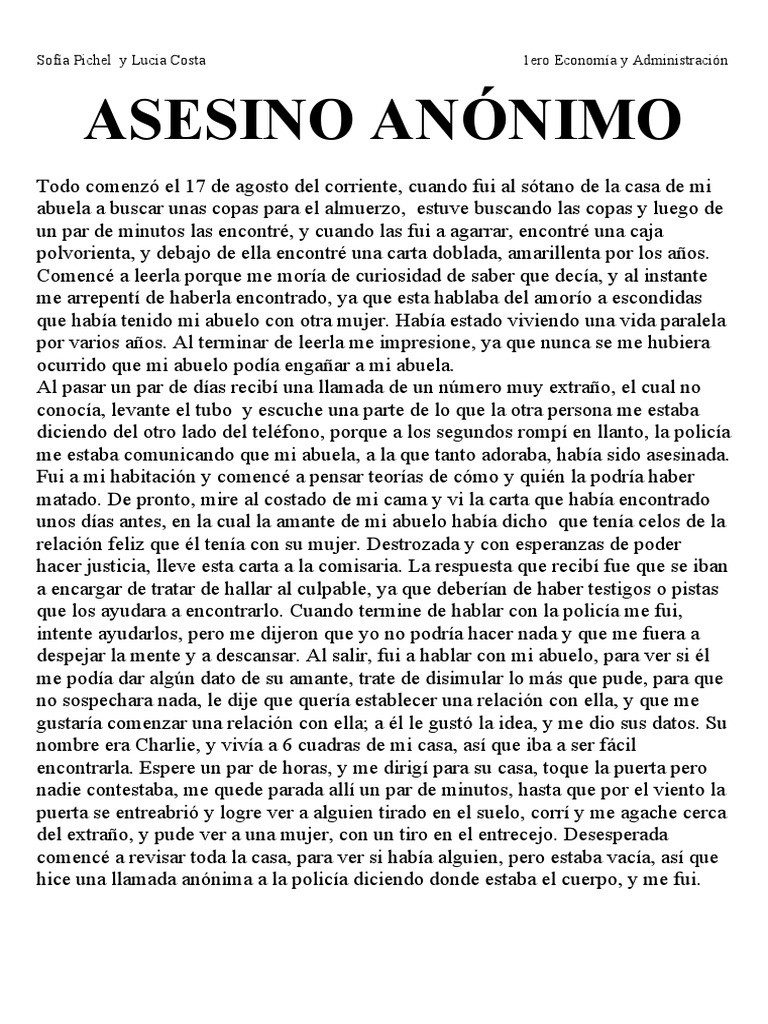 Asesino Anónimo | PDF