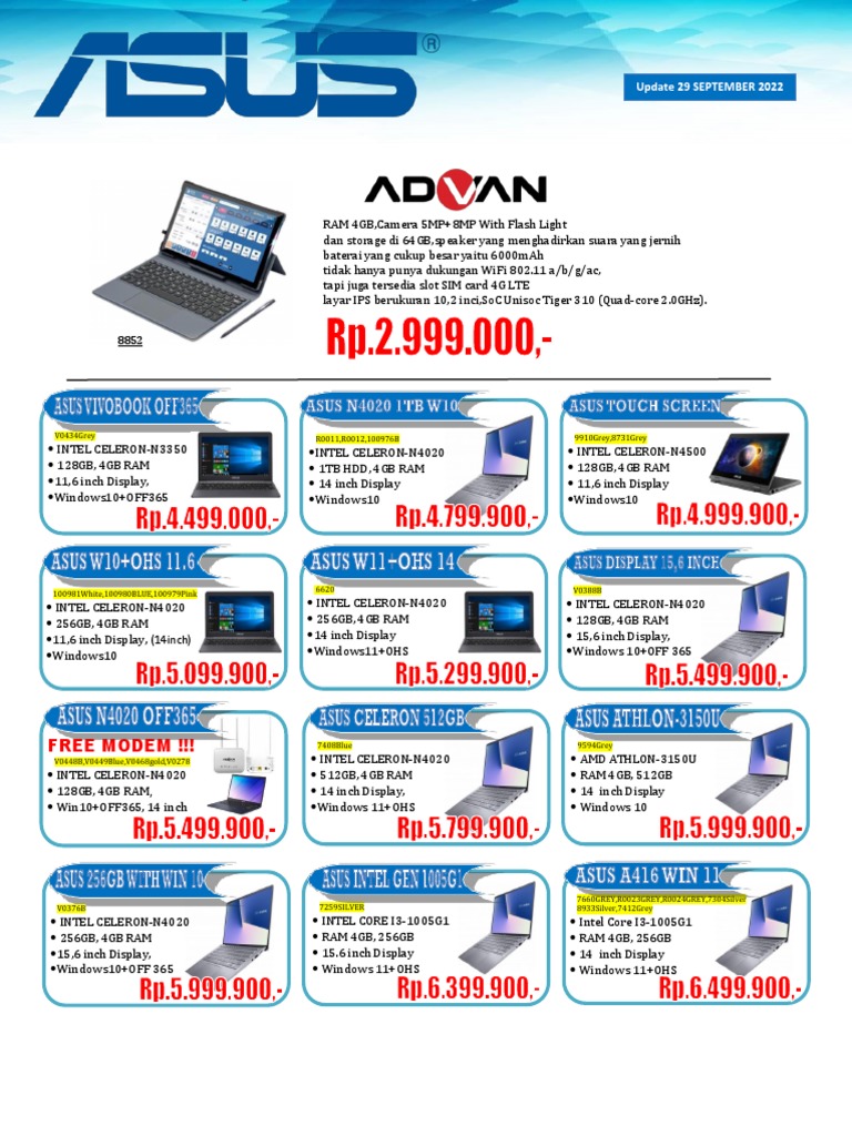 Brosur Asus 29 September 2022 | PDF | Intel | Computer Engineering