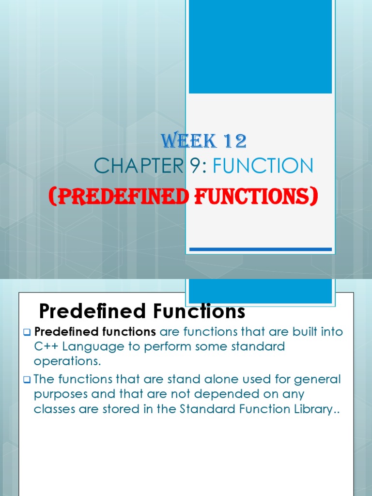 Week12 Predefined Functions Pdf 5077