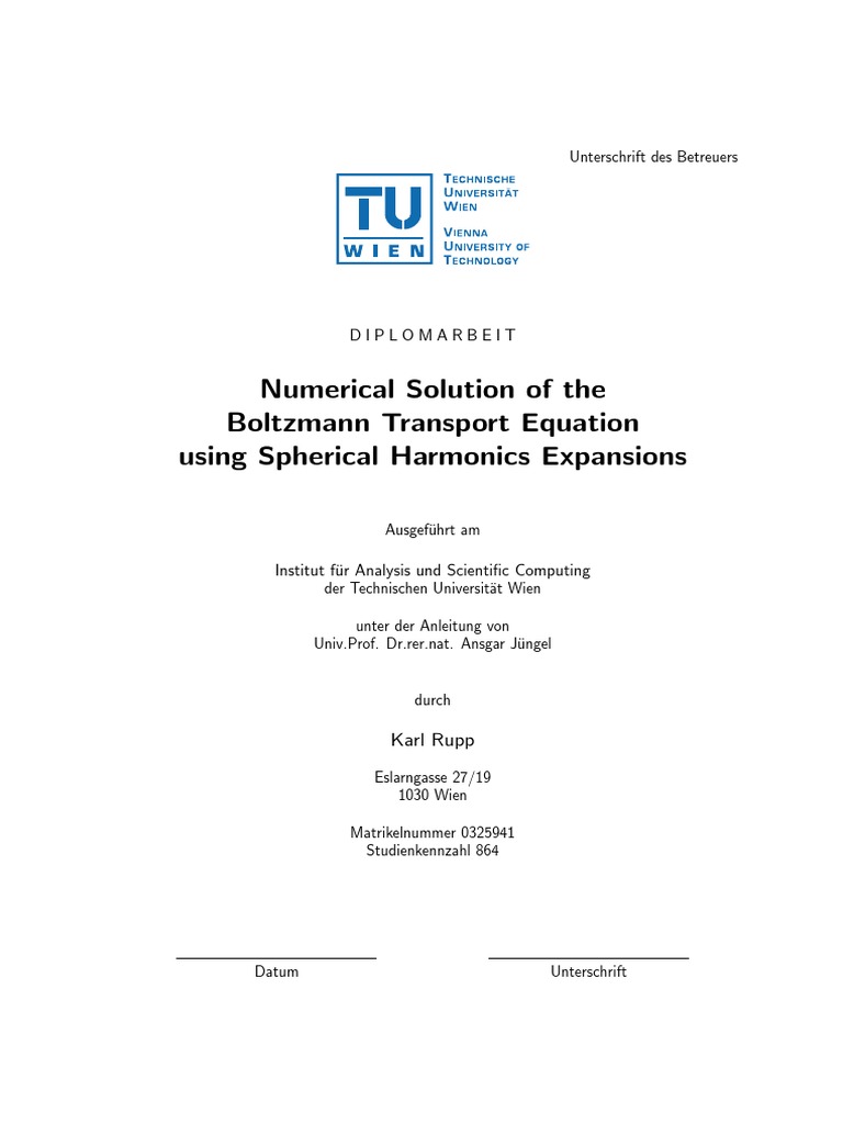 Numerical Solution of The Boltzmann Transport Equation Using Spherical Harmonics Expansions ...