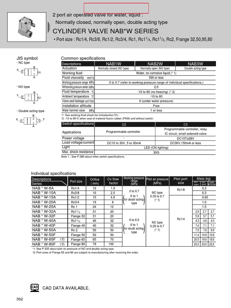 【Discontinued model】NAB・NSB Series (0.6MB) | PDF | Valve | Switch