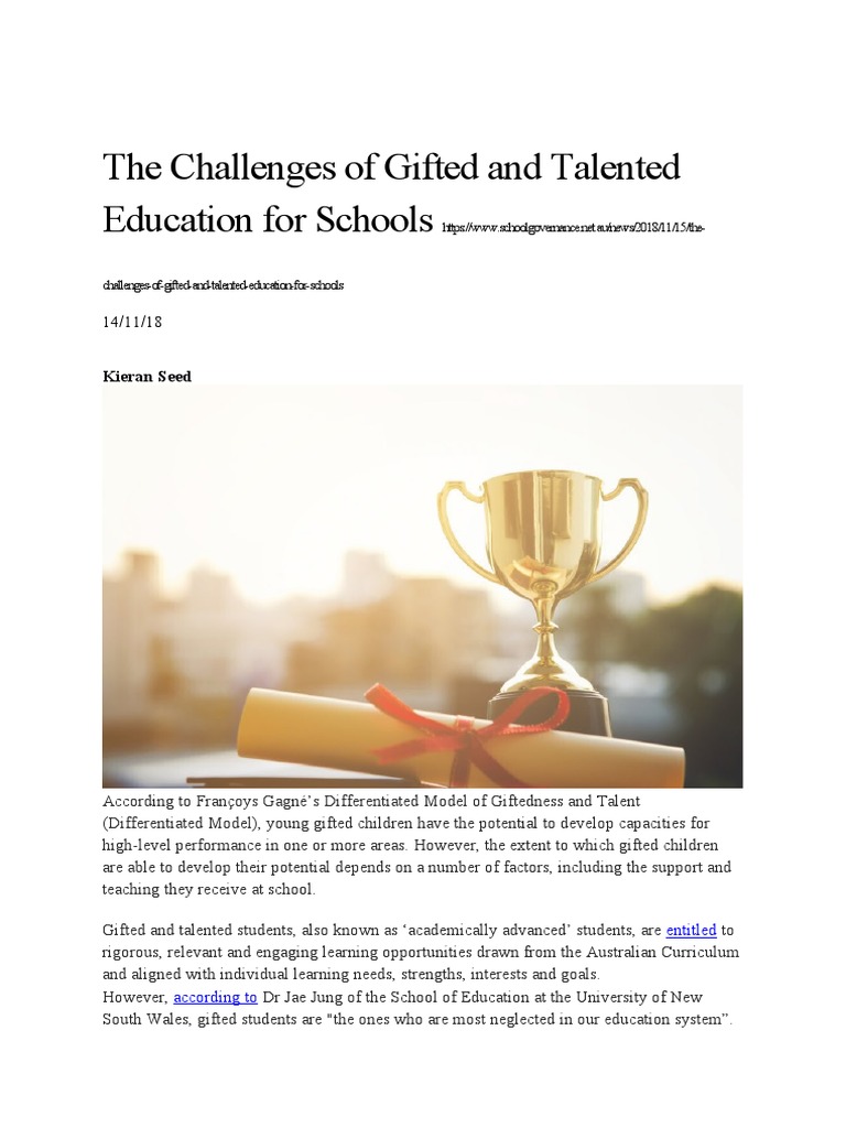 The Challenges of Gifted and Talented Education For Schools Https | PDF ...