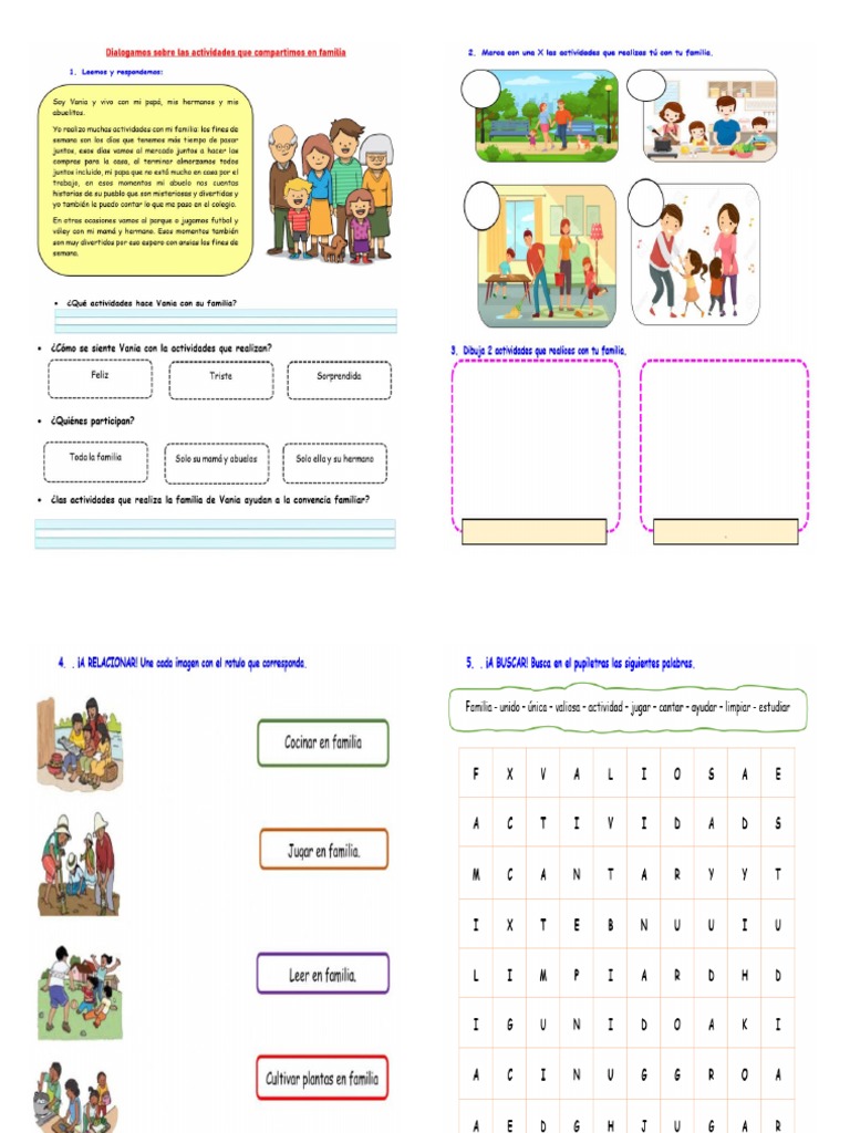 E3 Ficha D1 PS Dialogamos Sobre Las Actividades Que Compartimos en Familia | PDF
