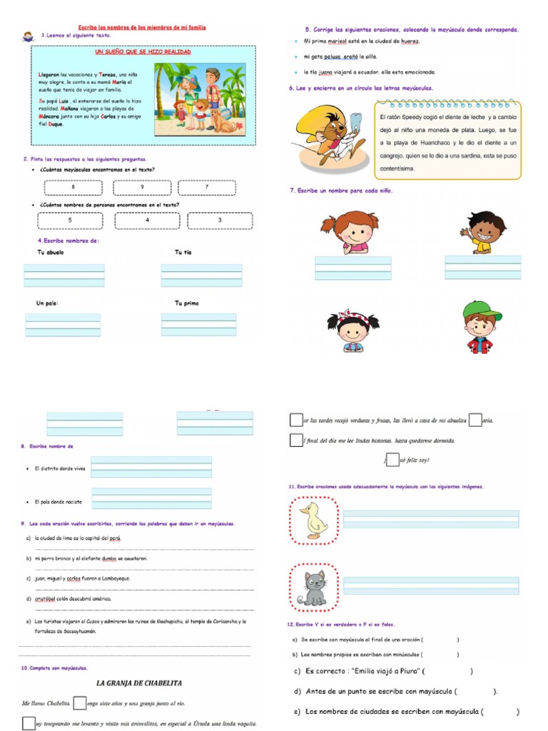E3 Ficha D1 Com Escribo Los Nombres de Los Miembros de Mi Familia | PDF