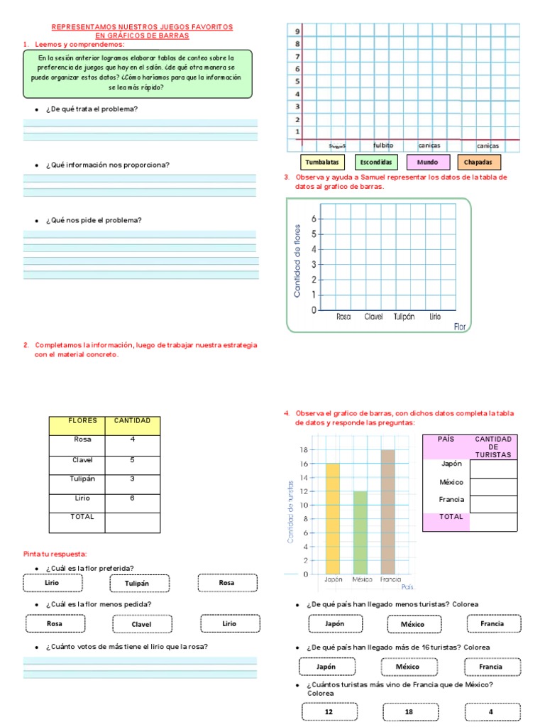 E2 S3 Ficha D4 Mat Representamos Nuestros Juegos en Graficos de Barras ...