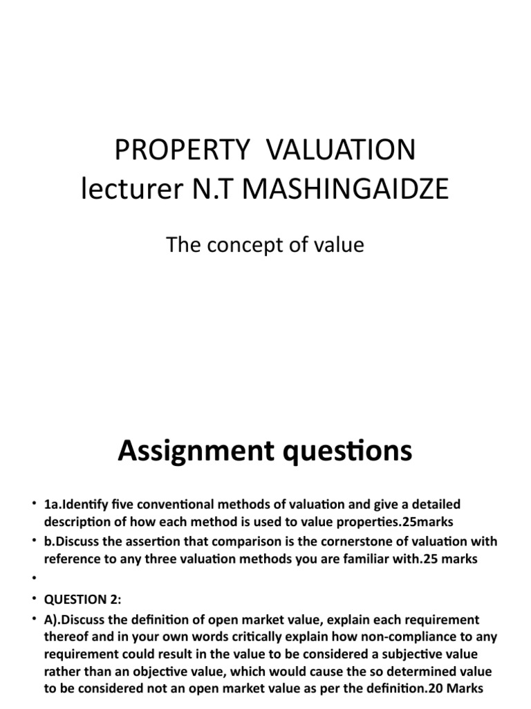 Property Valuation Methods and Concepts | PDF | Real Estate Appraisal ...